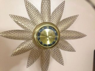 Rare Big 29 " Vintage Mid - Century Modern Sunburst Atomic Wall Clock 8 ...