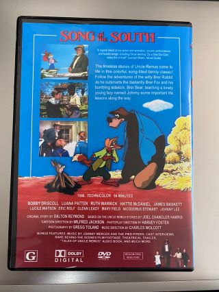 Song Of The South DVD 1946 Banned Movie Rare, Splash Mountain Uncle ...