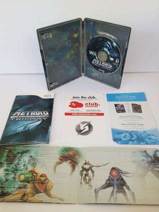 Rare Wii Metroid Prime Trilogy Collector Steel Box /w Instruction Book ...
