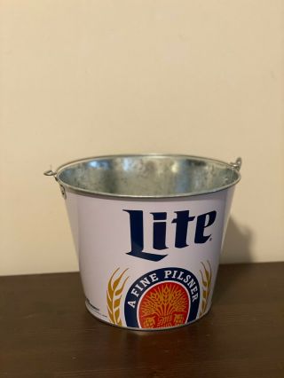 Miller Lite Beer And Ice Metal Bucket 5 Quart Bottle Pail Holder Party ...