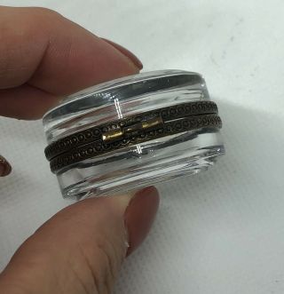 Antique Vintage Glass Crystal Brass Butterfly Pill Box Trinket Jewelry ...