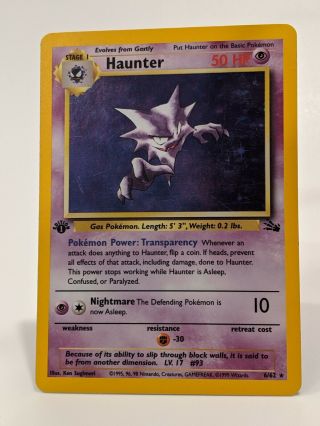 Haunter 6/62 1st Edition HOLO Fossil Set Pokémon Card Low Play | #40856600