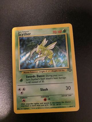 WOTC Pokemon Jungle Unlimited Scyther 10/64 Holo Rare NM - M Near ...