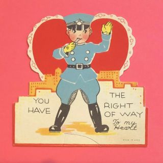 Vintage 1940s Stand Up Baby Police Officer Die Cut Valentine Card USA ...
