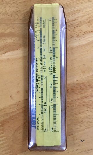 VintagSterling Pocket Plastic Slide Rule METRIC CONVERTER With Case And ...