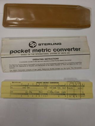 VintagSterling Pocket Plastic Slide Rule METRIC CONVERTER With Case And ...