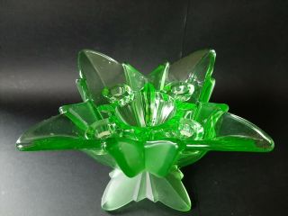 Rare Art Deco Rosice Uranium Glass Flower Bowl With Matching Frog ...