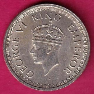 BRITISH INDIA ABOUT UNC BOMBAY 1942 GEORGE VI ONE RUPEE RARE SILVER CO ...