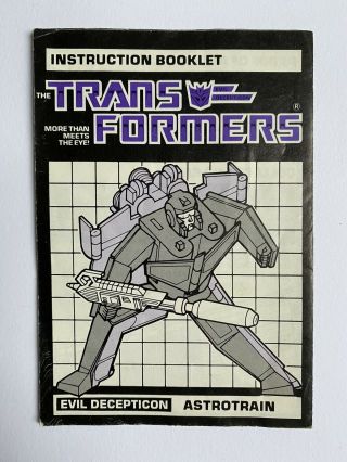 Vintage G1 Hasbro Transformers Grimlock Instruction Booklet Book 1985 ...