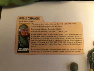 Gijoe Gi Joe Hawk Straight Arm Vintage 1982 Complete W\ File Card ...