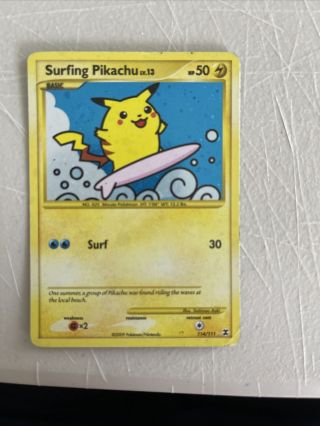 Pokemon Surfing Pikachu Platinum Rising Rivals Ultra Secret Rare Holo ...